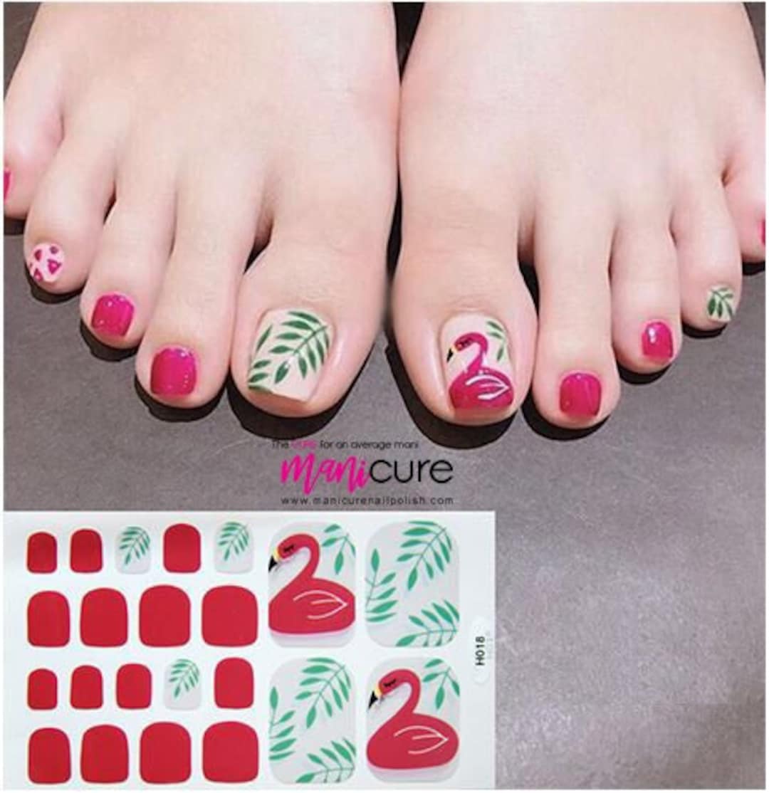 Palm Fran Flamingo Hot Pink, Pedicure Real Nail Polish Strips, Dry Nail ...