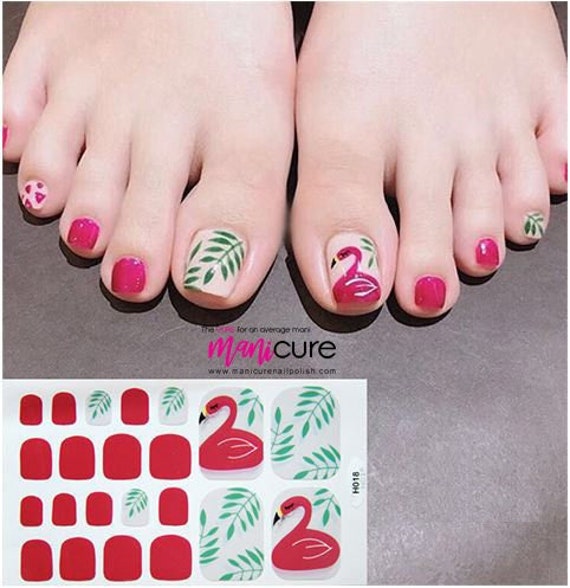 Palm Fran Flamingo Hot Pink Pedicure Real Nail Polish Strips | Etsy