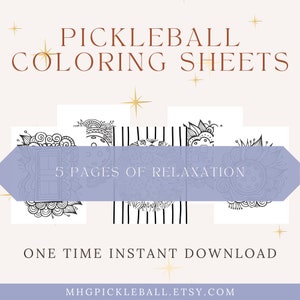 Pickleball Printable Coloring Book Pages Digital Download Coloring ...