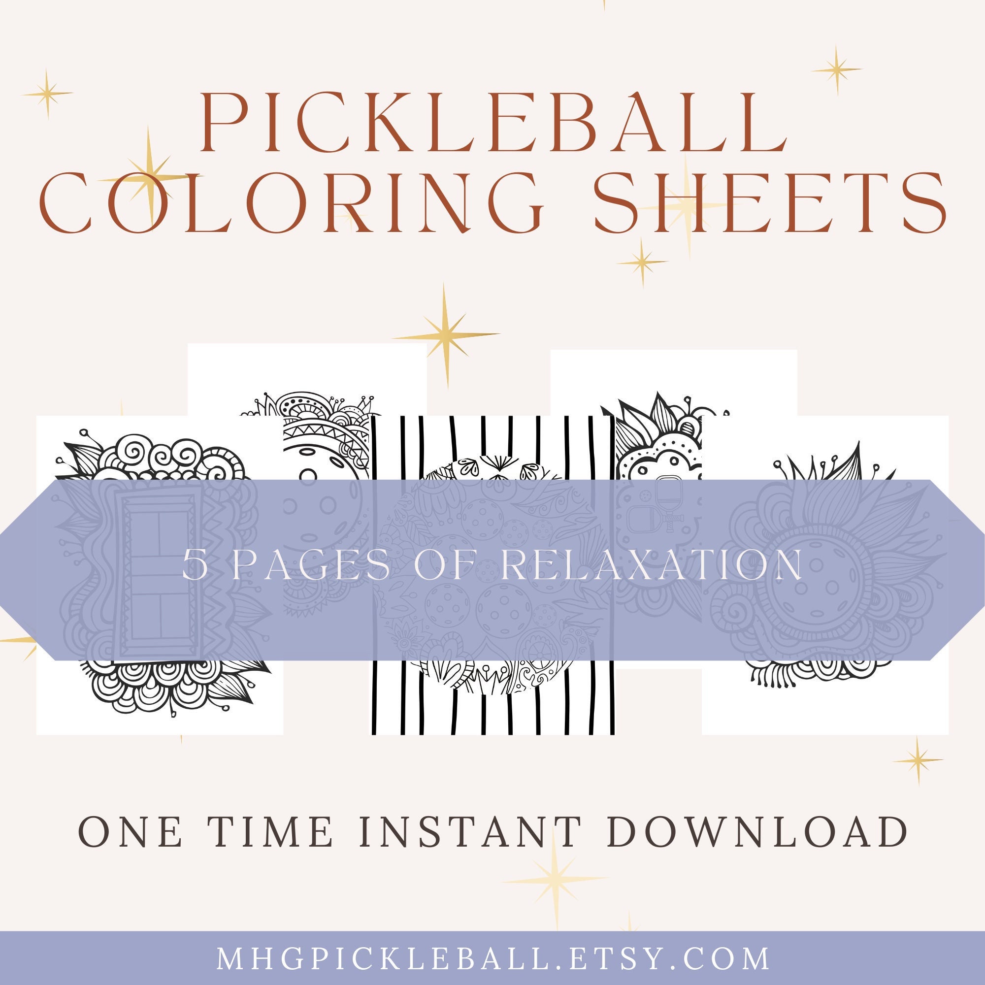 Pickleball Printable Coloring Book Pages Digital Download Coloring ...