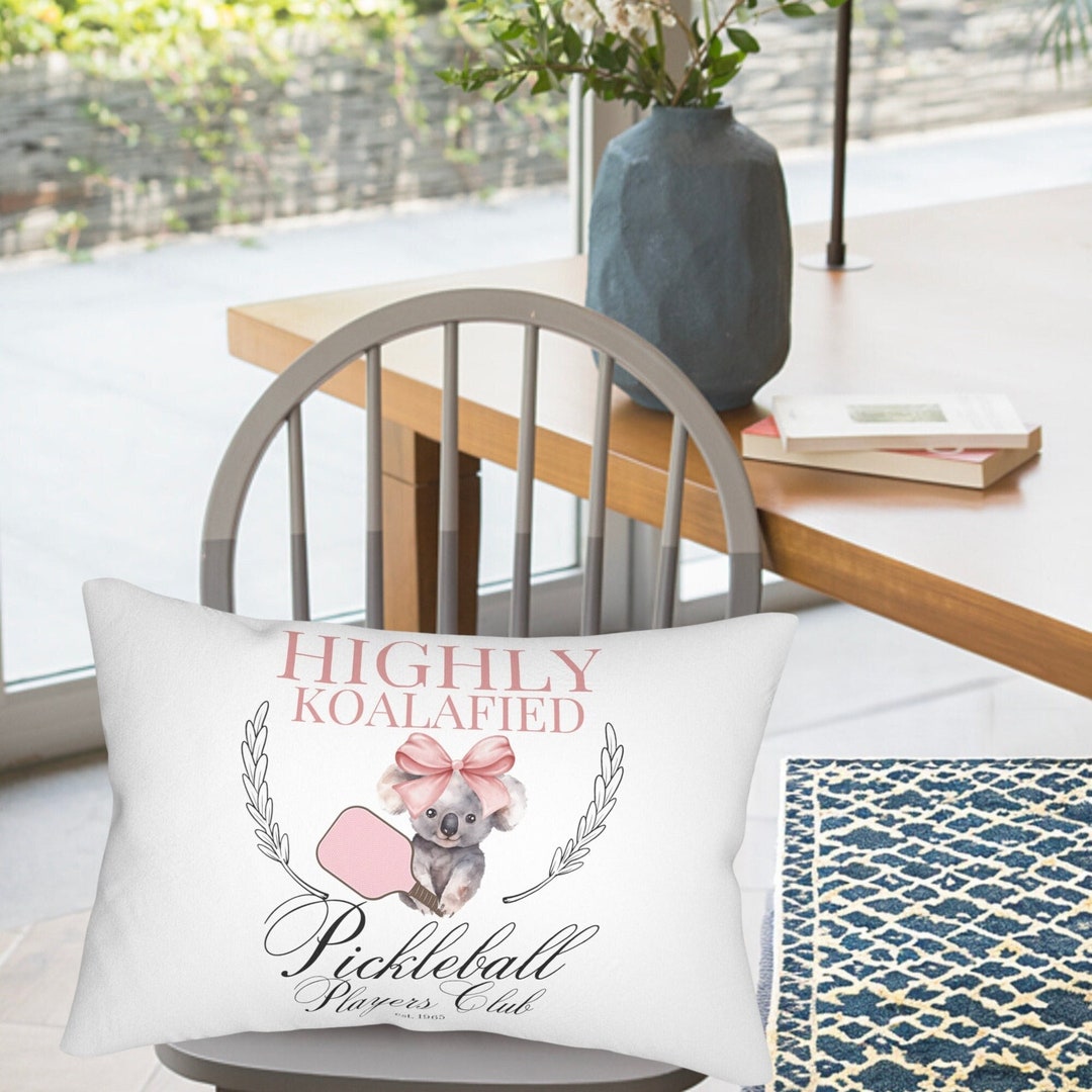 Highly Koalafied Coquette Pickleball Lumbar Pillow Throw Watercolor ...