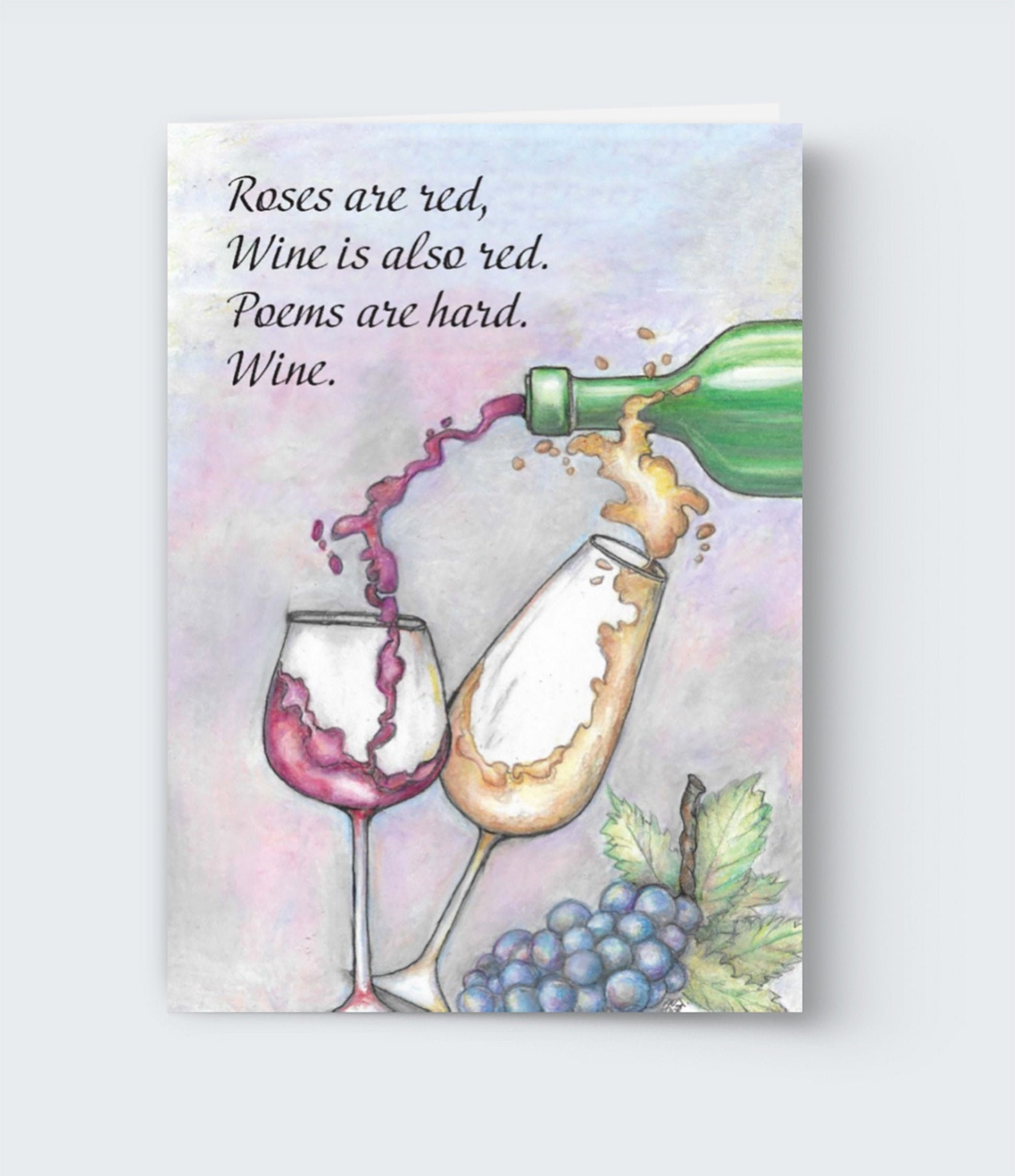 Is writing Poems while drinking wine a good idea Greeting | Etsy