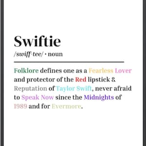 PRINTABLE Color Coded Swiftie Definition Including ALL Album Titles - Etsy