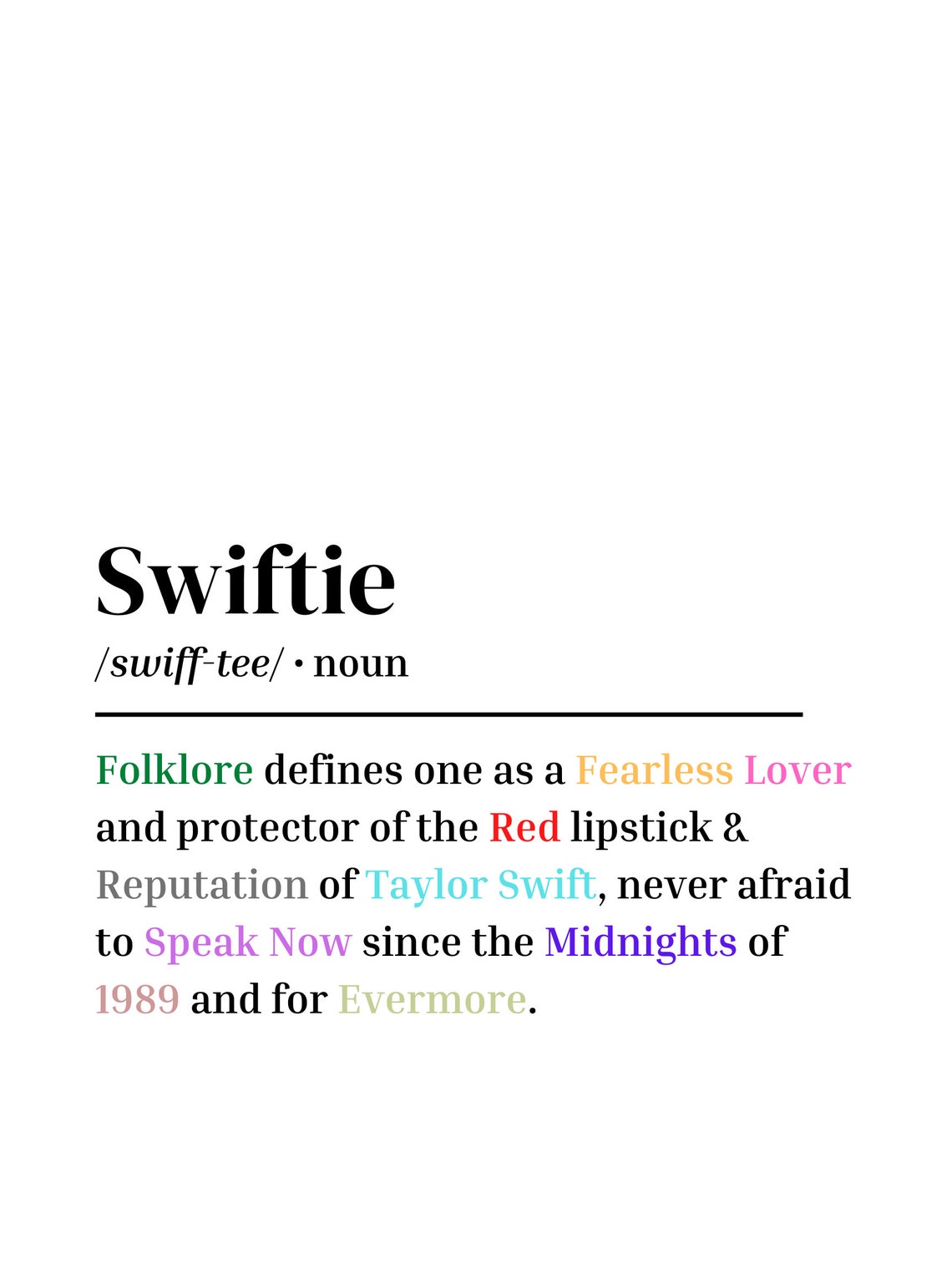 PRINTABLE Color Coded Swiftie Definition Including ALL Album Titles - Etsy
