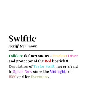 PRINTABLE Color Coded Swiftie Definition Including ALL Album Titles - Etsy