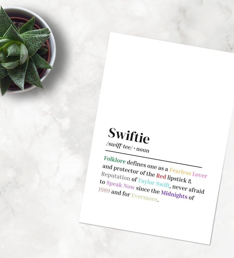 PRINTABLE Color Coded Swiftie Definition Including ALL Album Titles - Etsy