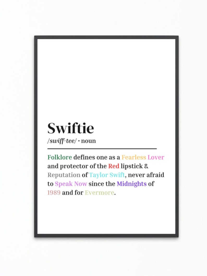 PRINTABLE Color Coded Swiftie Definition Including ALL Album - Etsy
