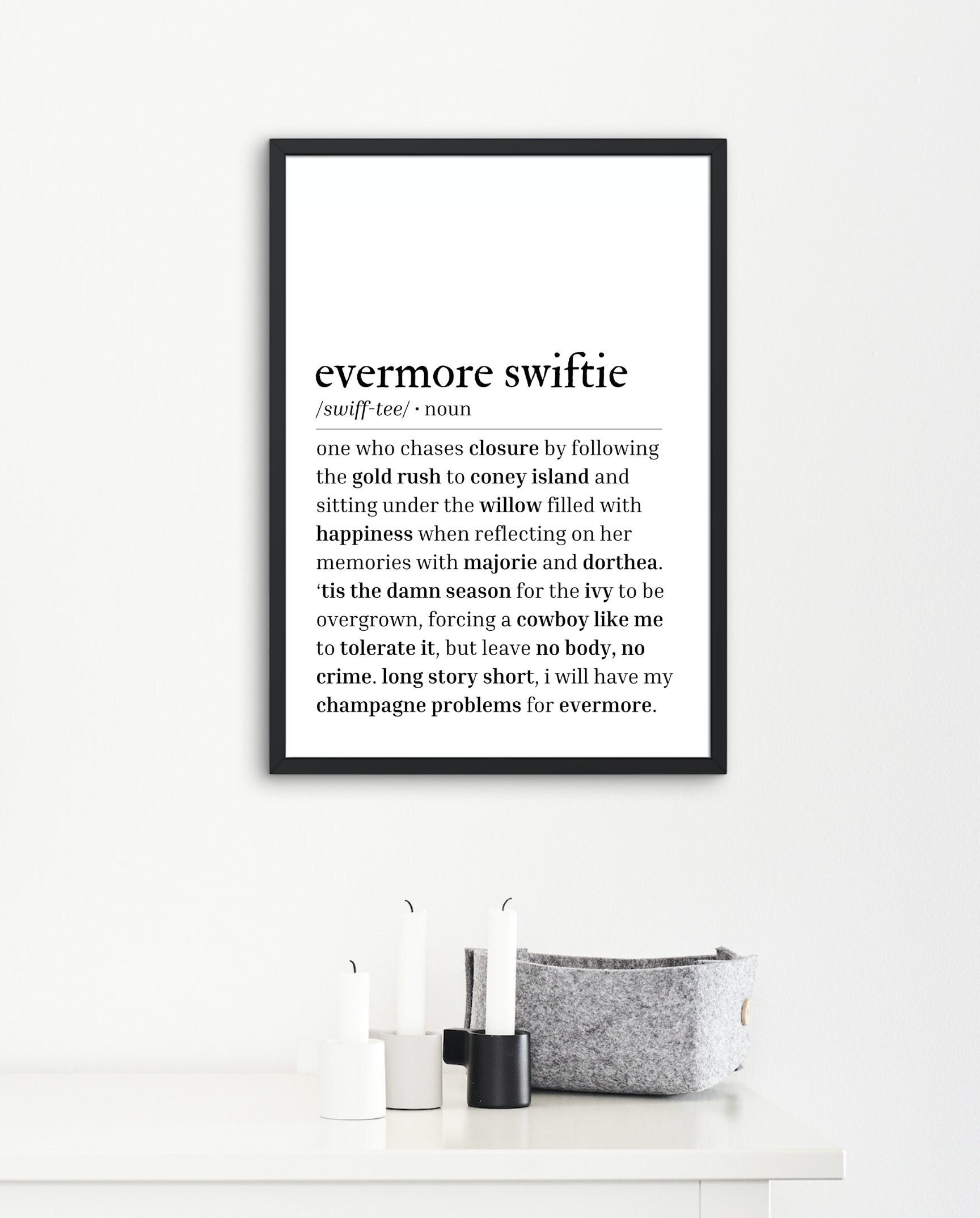 PRINTABLE Evermore Swiftie Definition Including All Songs on the Album ...