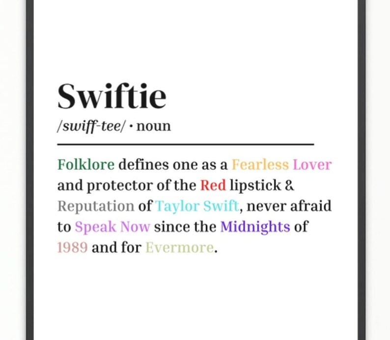 PRINTABLE Color Coded Swiftie Definition Including ALL Album Titles - Etsy