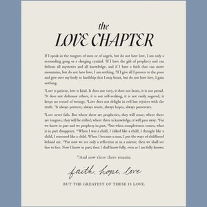 LOVE CHAPTER • 1 Corinthians 13 • Boho Scripture Typography Minimalist ...