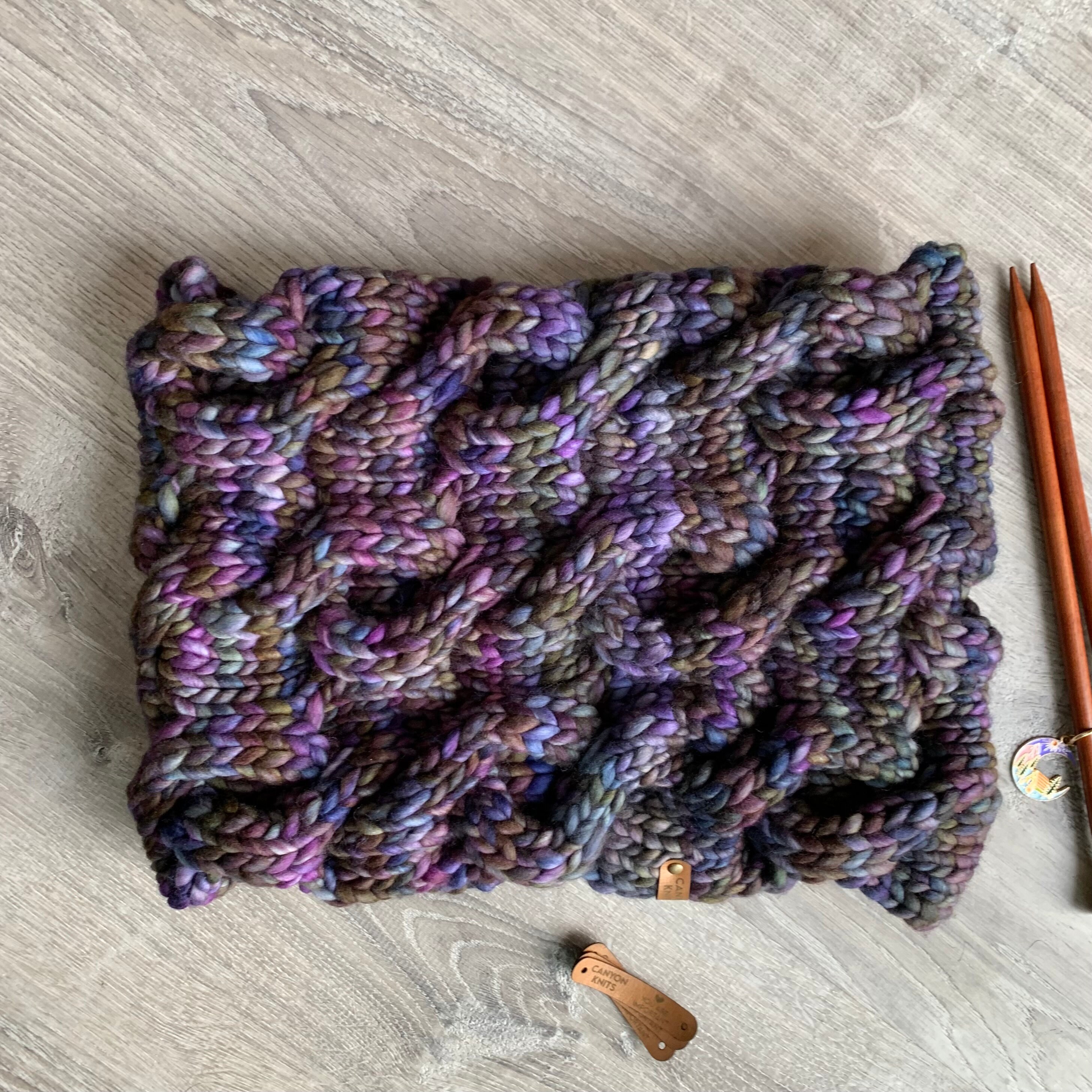 Premium Merino Wool Chunky Knit Cowl, Soft Hand Knit Purple Brown Blue ...