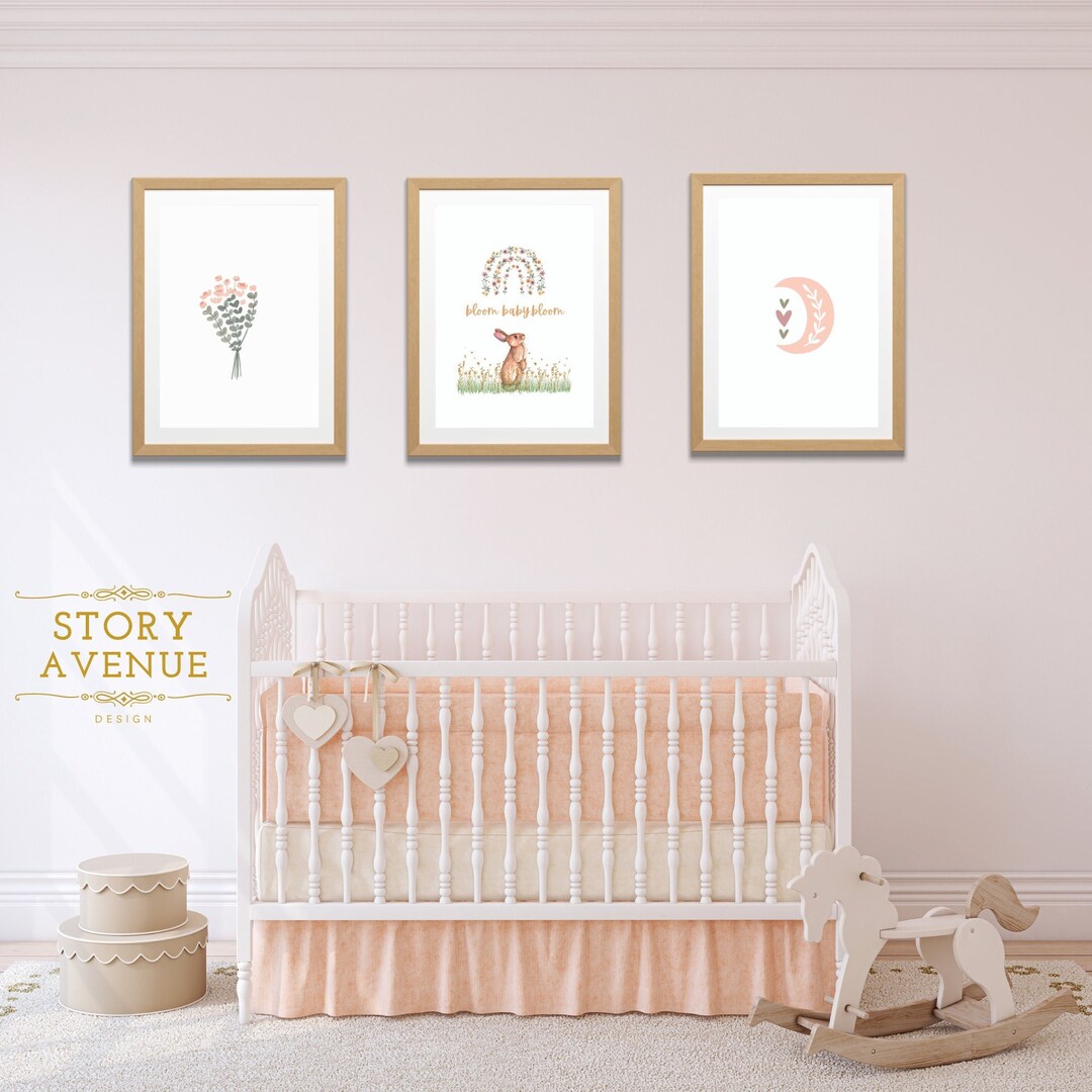 Set of 3 Bunny Nursery Wall Art| Spring Nursery Art | Watercolor Art ...