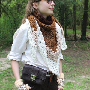 Crochet Granny Square Shawl Cottagecore Earth Tone Colorblock - Etsy