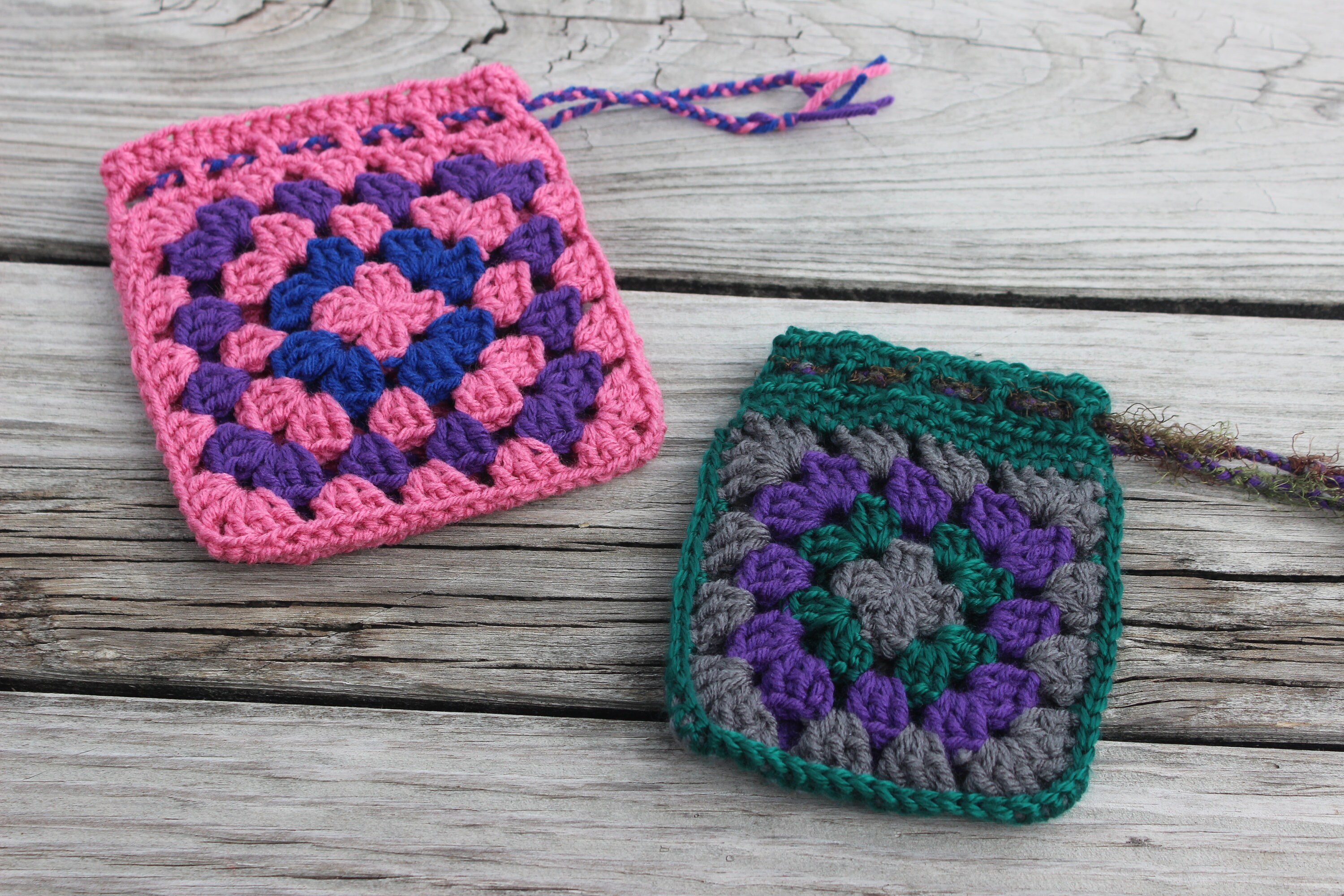 Crochet Granny Square Drawstring Pouch Trinket Bag - Etsy