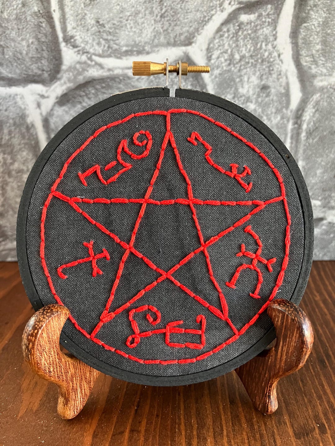Devil's Trap Embroidery Wall Art Supernatural Symbol Pentagram Decor - Etsy