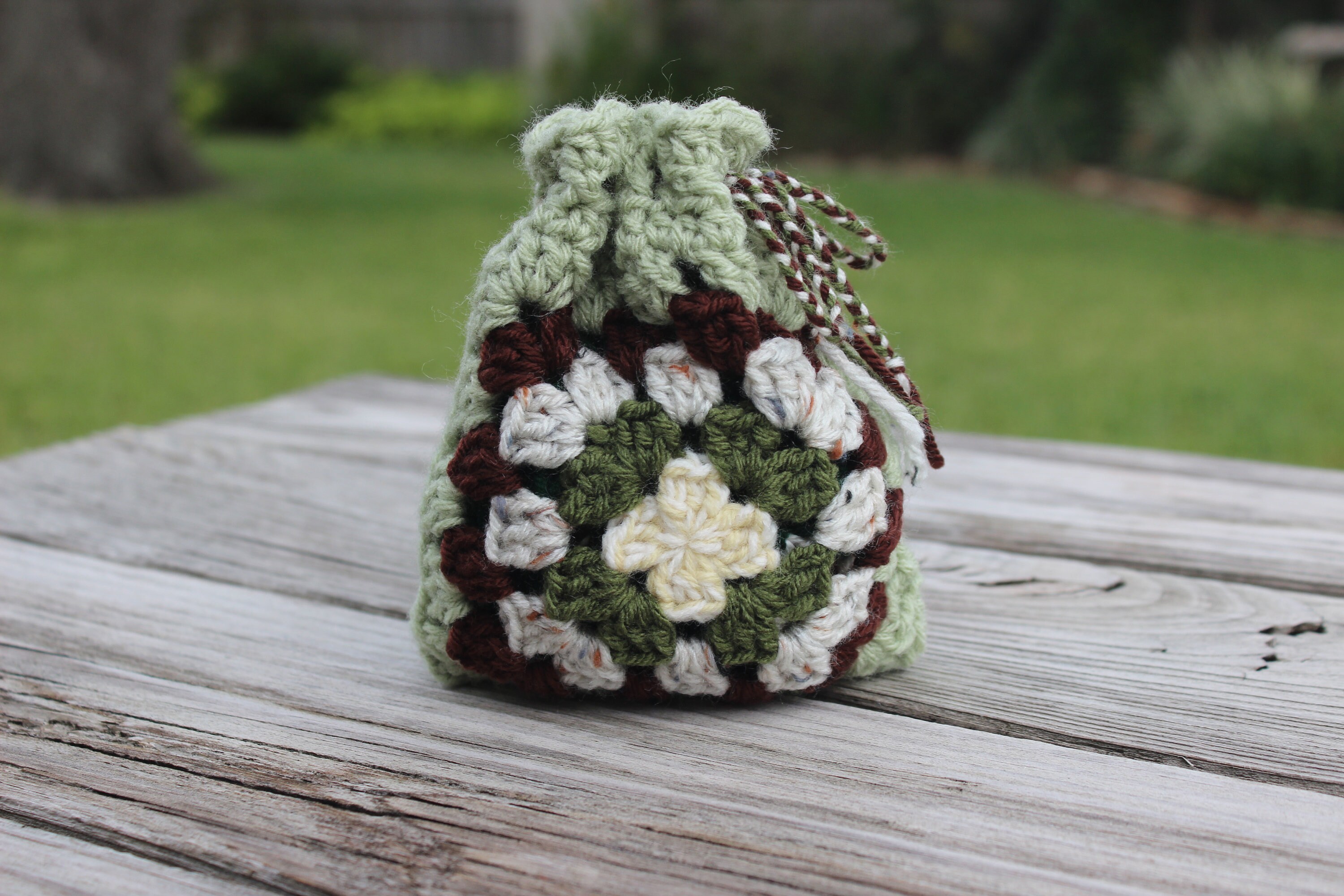 Crochet Granny Square Drawstring Pouch Trinket Bag - Etsy