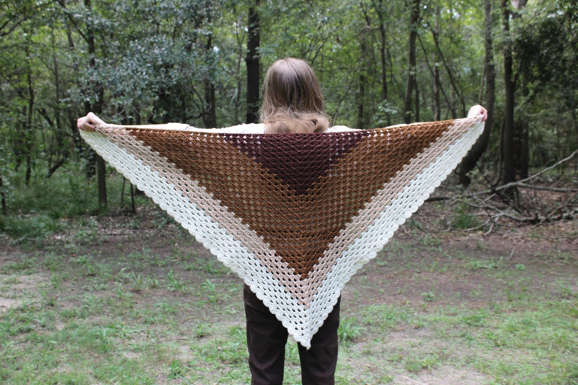 Crochet Granny Square Shawl Cottagecore Earth Tone Colorblock - Etsy