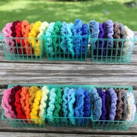 Large Handmade Crochet Scrunchie With Additional Colour Edge (white and ...