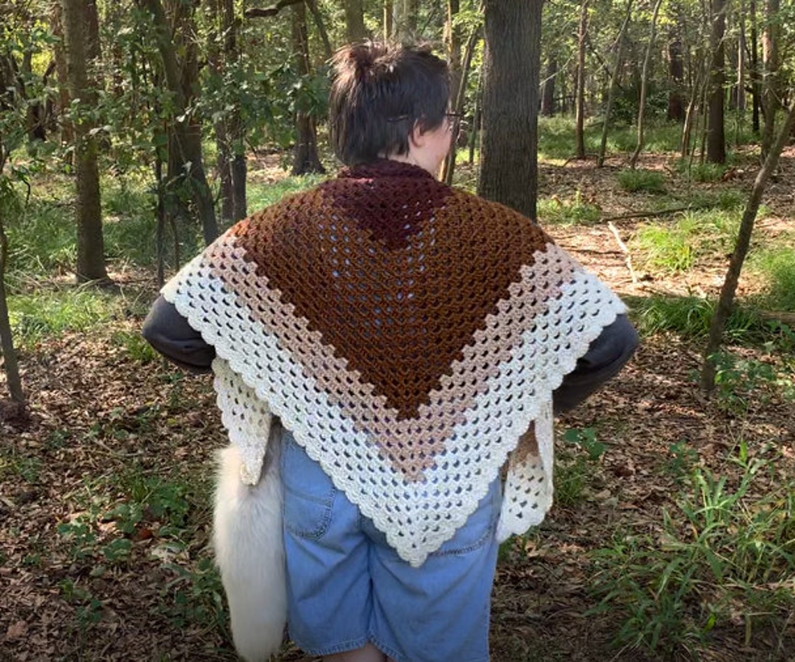 Crochet Granny Square Shawl Cottagecore Earth Tone Colorblock - Etsy