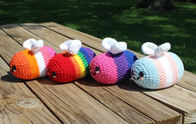 Crochet Genderfluid Pride Bee Plush Amigurumi LGBT Trans Queer | Etsy