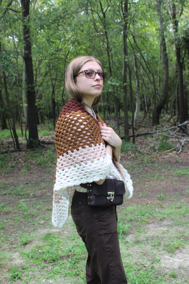 Crochet Granny Square Shawl Cottagecore Earth Tone Colorblock - Etsy