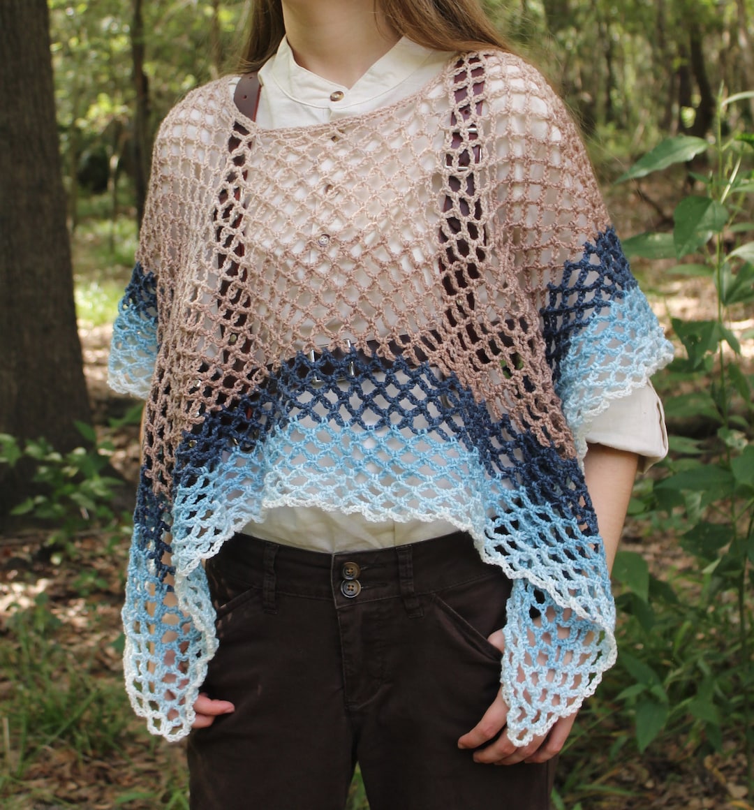 Crochet Mesh Poncho Ocean Witch Fantasy Costume Shawl - Etsy