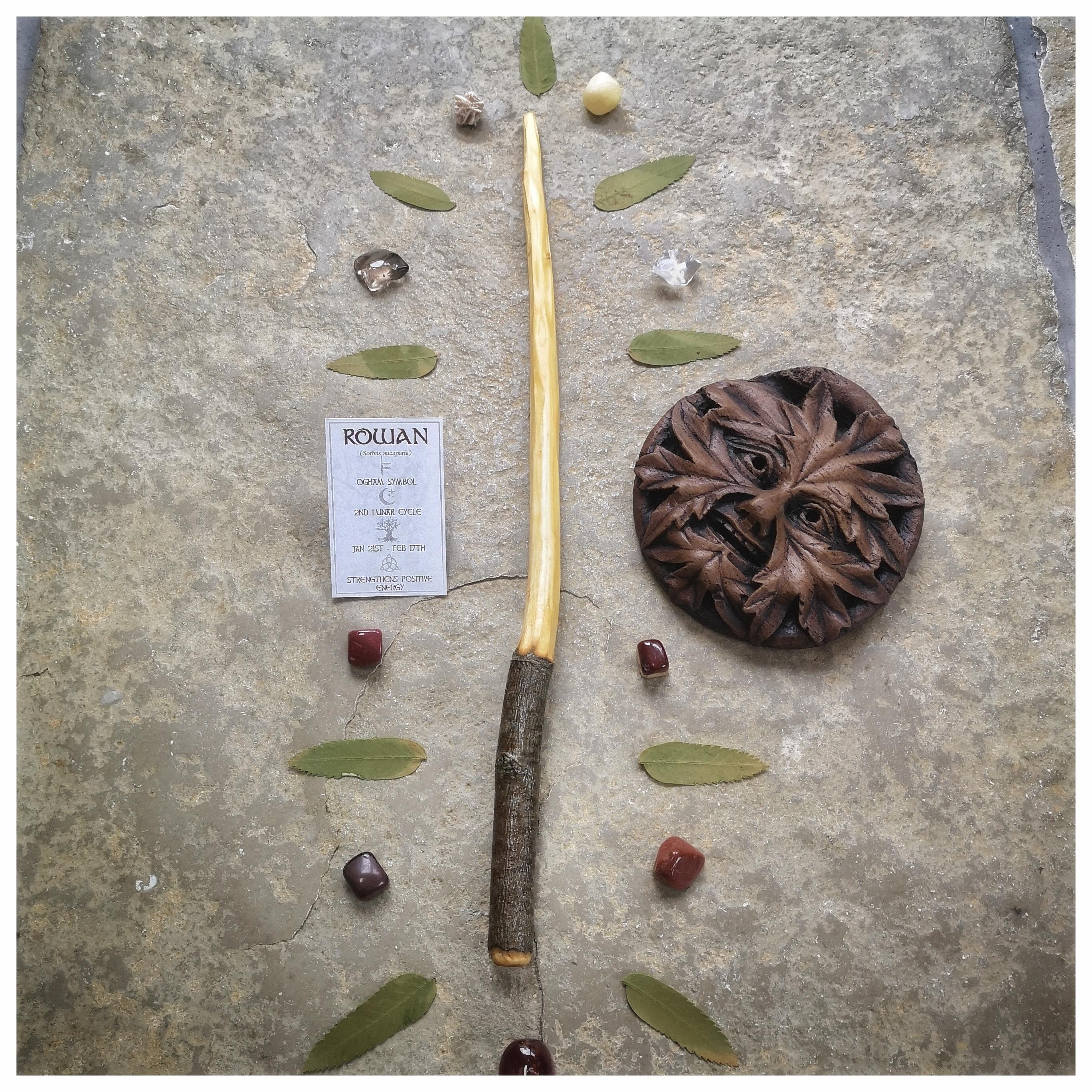 Rowan Mountain Ash Ritual Ogham Wand Magical Forest Tools Hand Made to ...