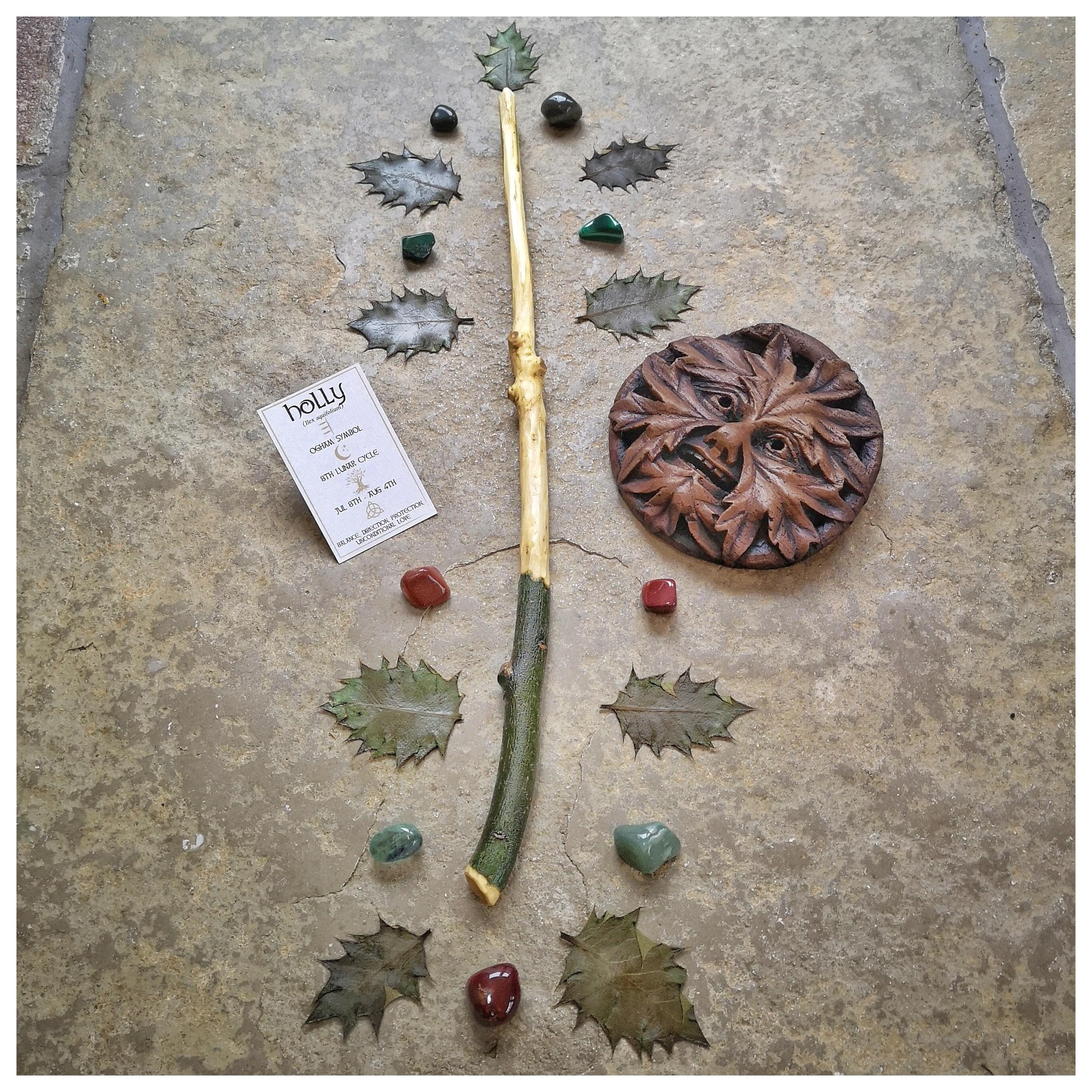 Holly King Ritual Ogham Wand Magical Forest Tools Hand | Etsy