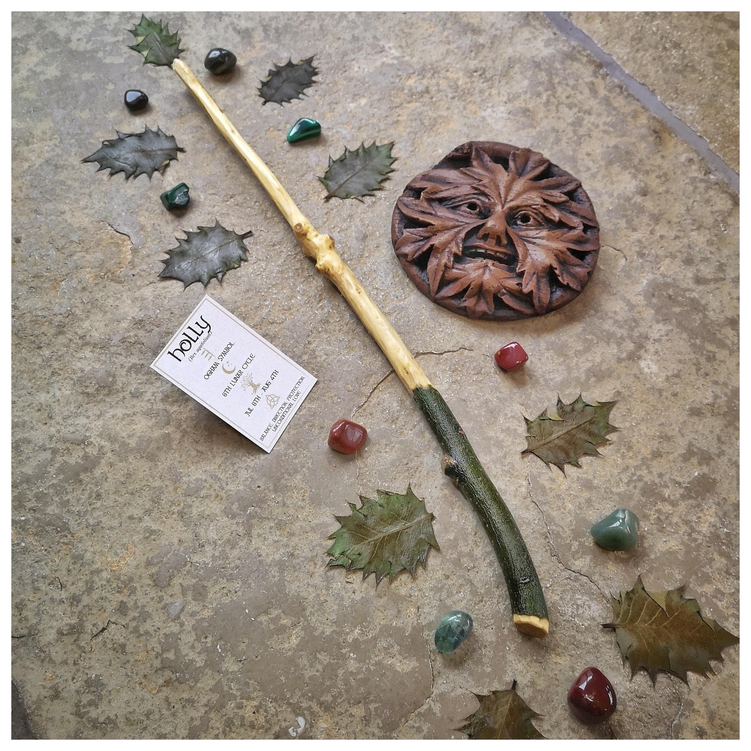 Holly King Ritual Ogham Wand Magical Forest Tools Hand | Etsy