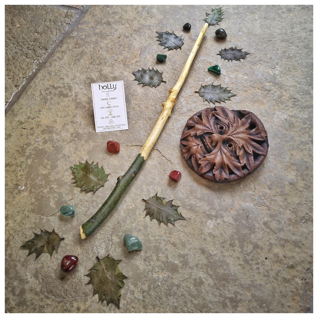 Holly King Ritual Ogham Wand Magical Forest Tools Hand Made to Order ...