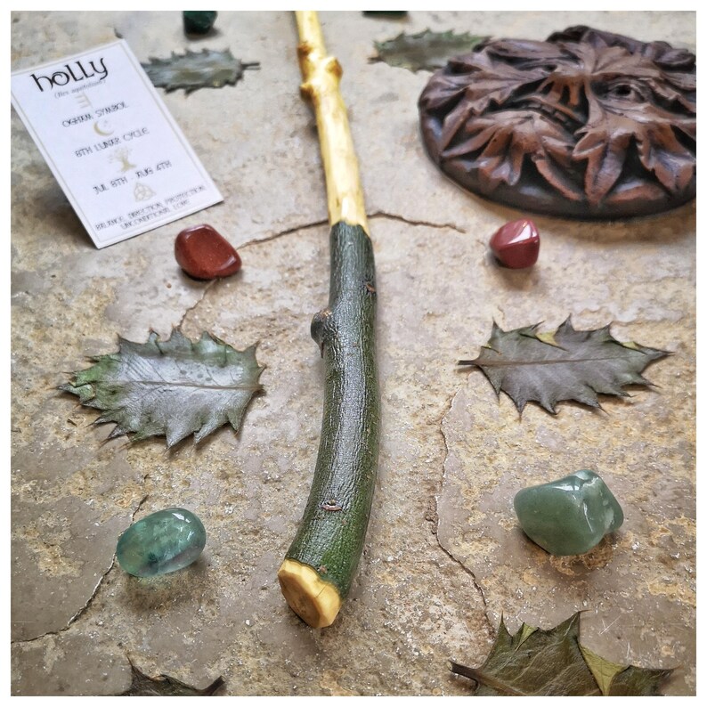 Holly King Ritual Ogham Wand Magical Forest Tools Hand | Etsy