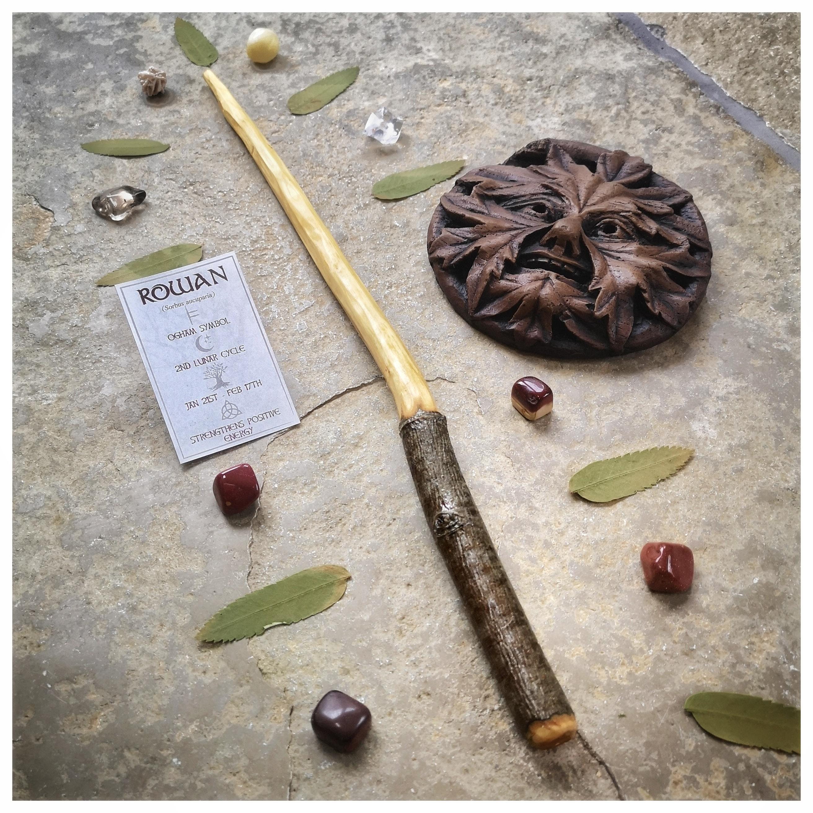Rowan Mountain Ash Ritual Ogham Wand Magical Forest Tools Hand Made to ...