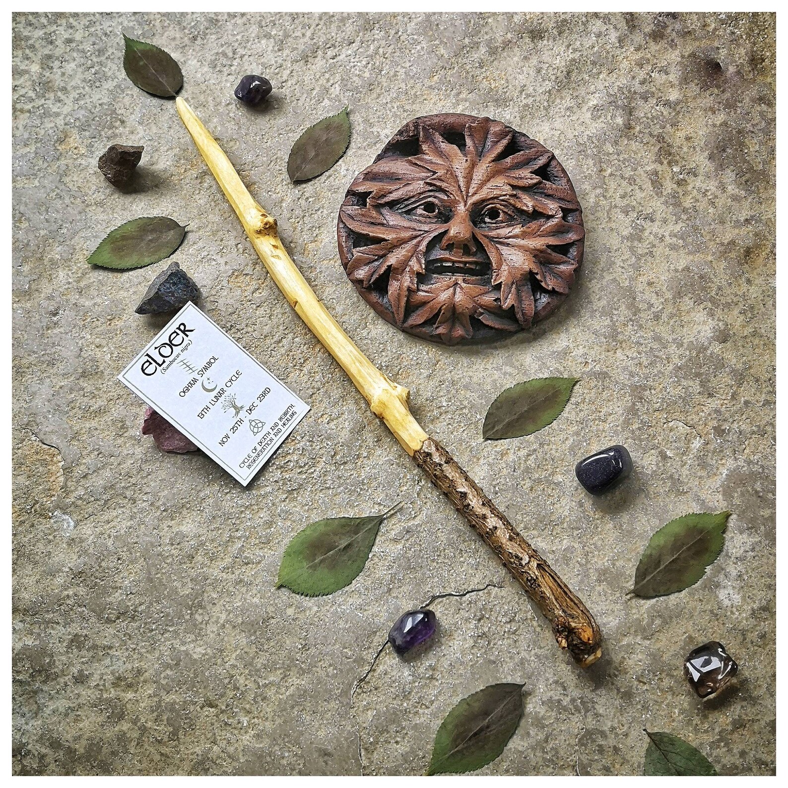 Elder Ritual Ogham Wand Magical Forest Tools Hand Made to | Etsy