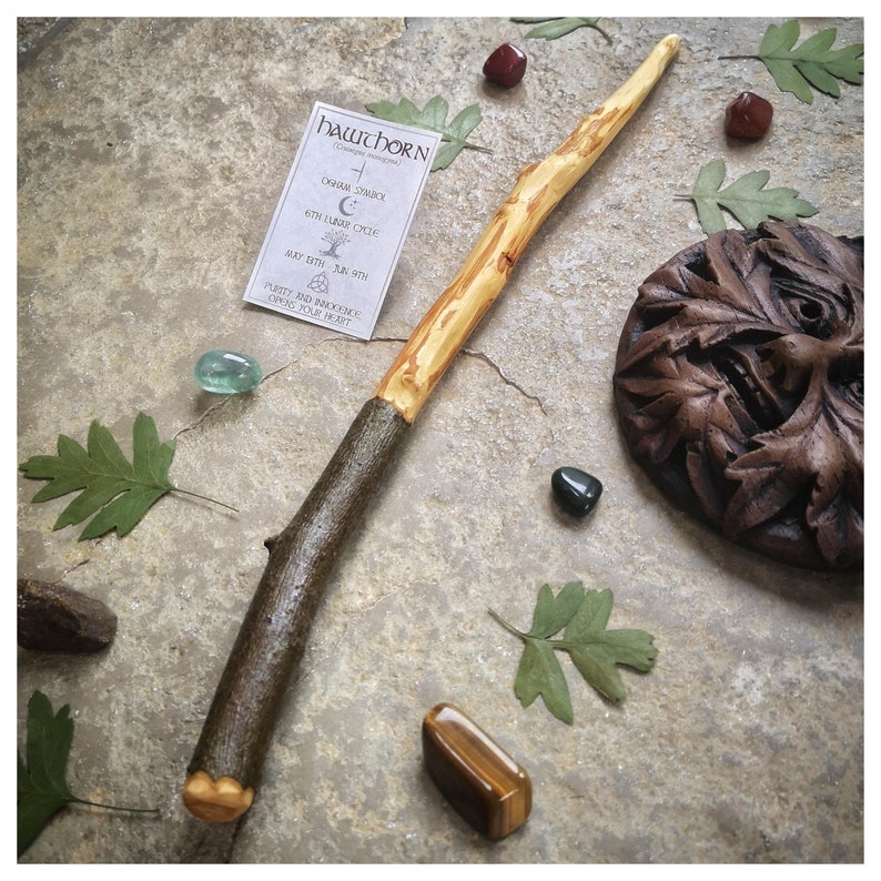 Hawthorn Ritual Ogham Wand Magical Forest Tools Hand Made to Order With ...