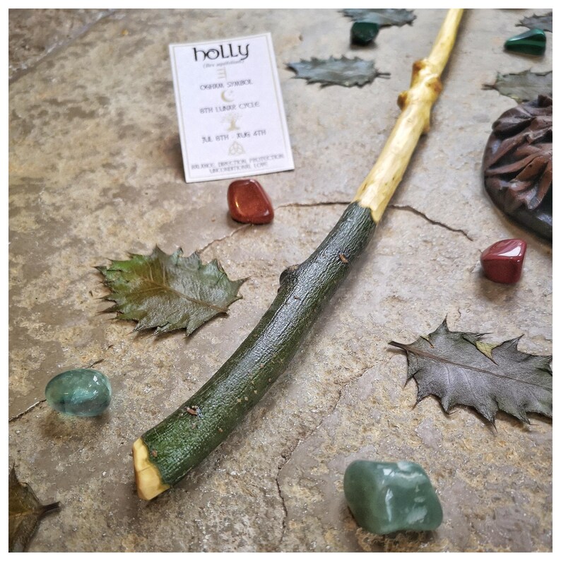Holly King Ritual Ogham Wand Magical Forest Tools Hand | Etsy
