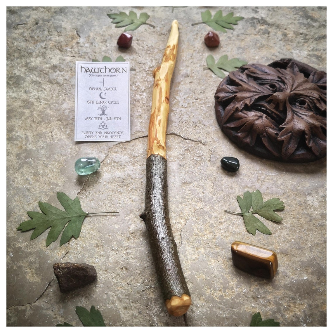 Hawthorn Ritual Ogham Wand Magical Forest Tools Hand Made to Order With ...