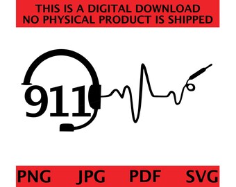 Gold Line 911 Dispatcher Headset Heart Instant Download | Etsy