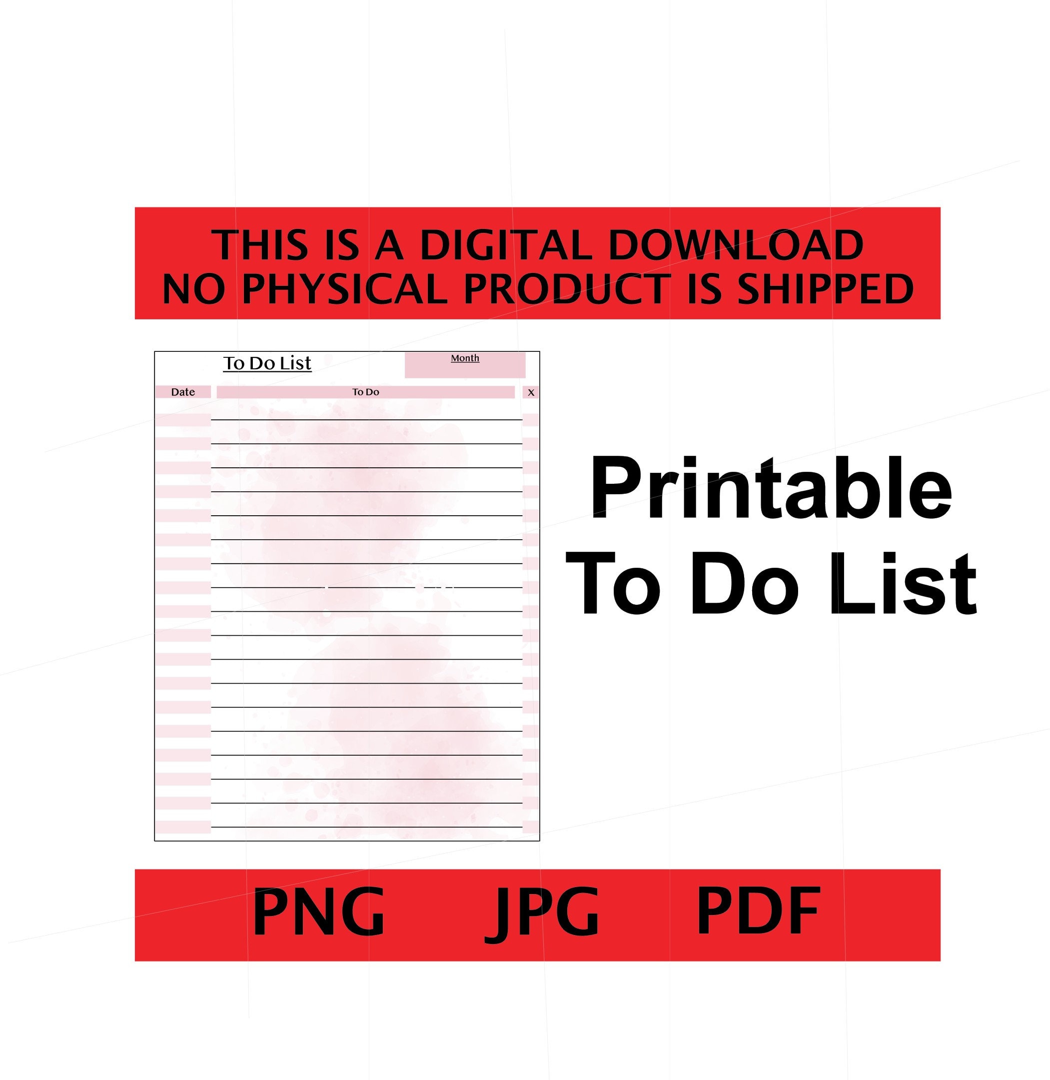 Printable to Do List Daily Checklist Digital Task List Instant Download ...