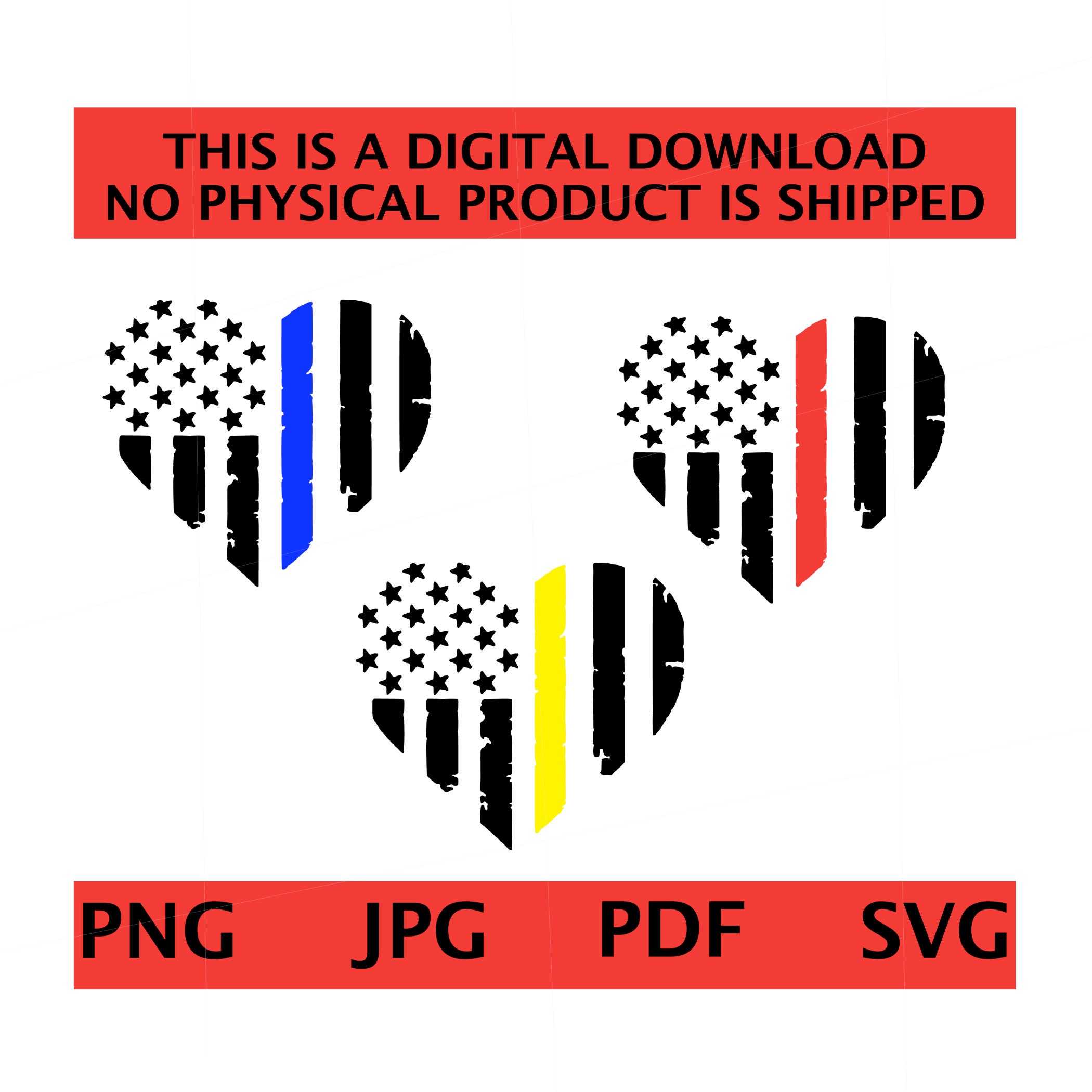First Responder Police Fire Dispatcher Heart Flags Instant - Etsy Australia
