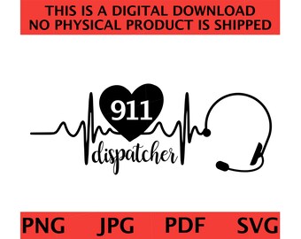 911 Dispatcher Headset Heart Instant Download Digital File | Etsy