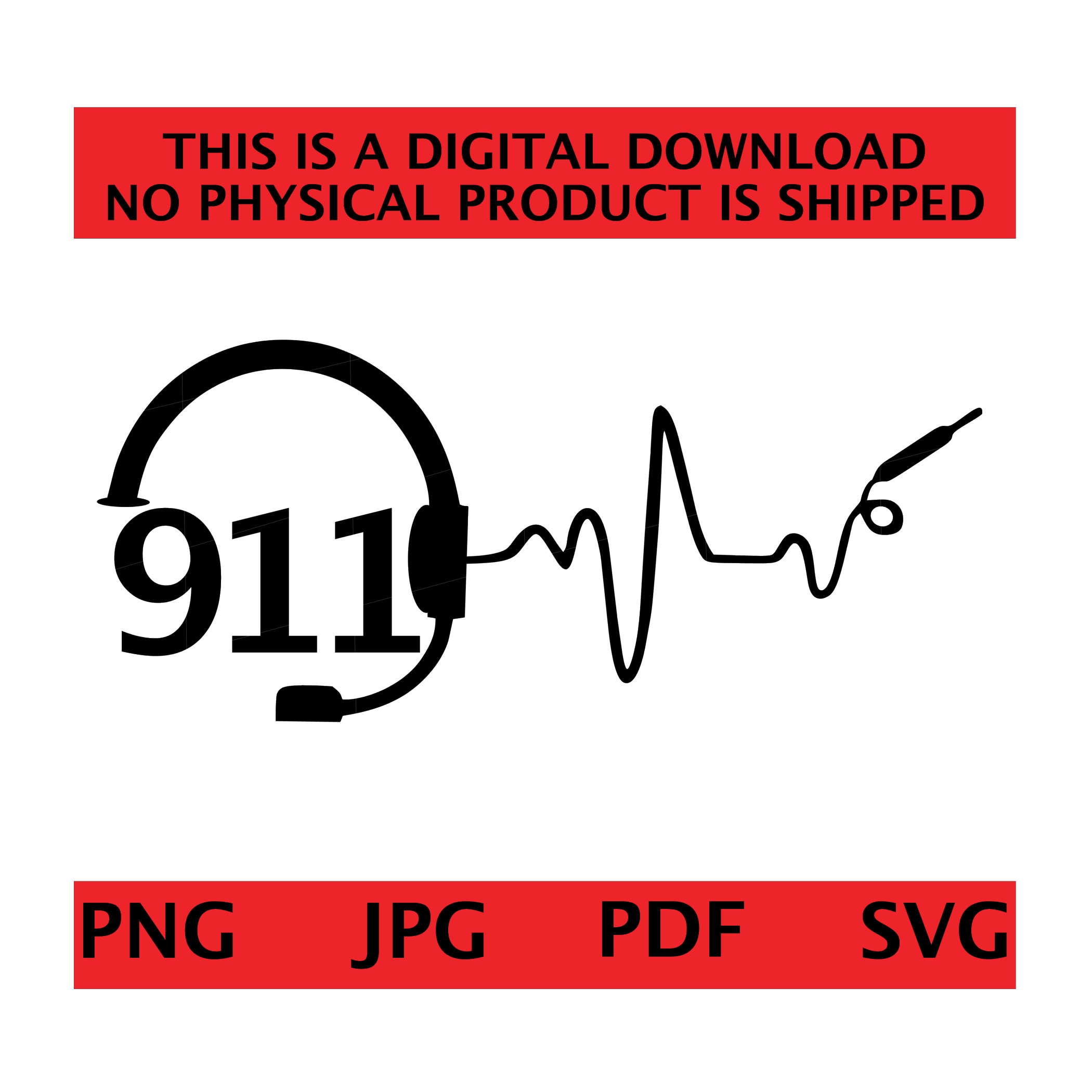 Thin Gold Line 911 Dispatcher Headset - Instant Download Digital File ...