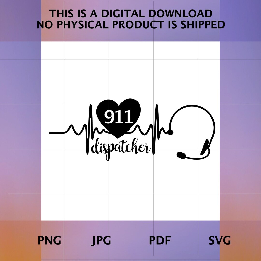 911 Dispatcher Headset Heart Design - SVG PNG JPG (digital Download) - Etsy