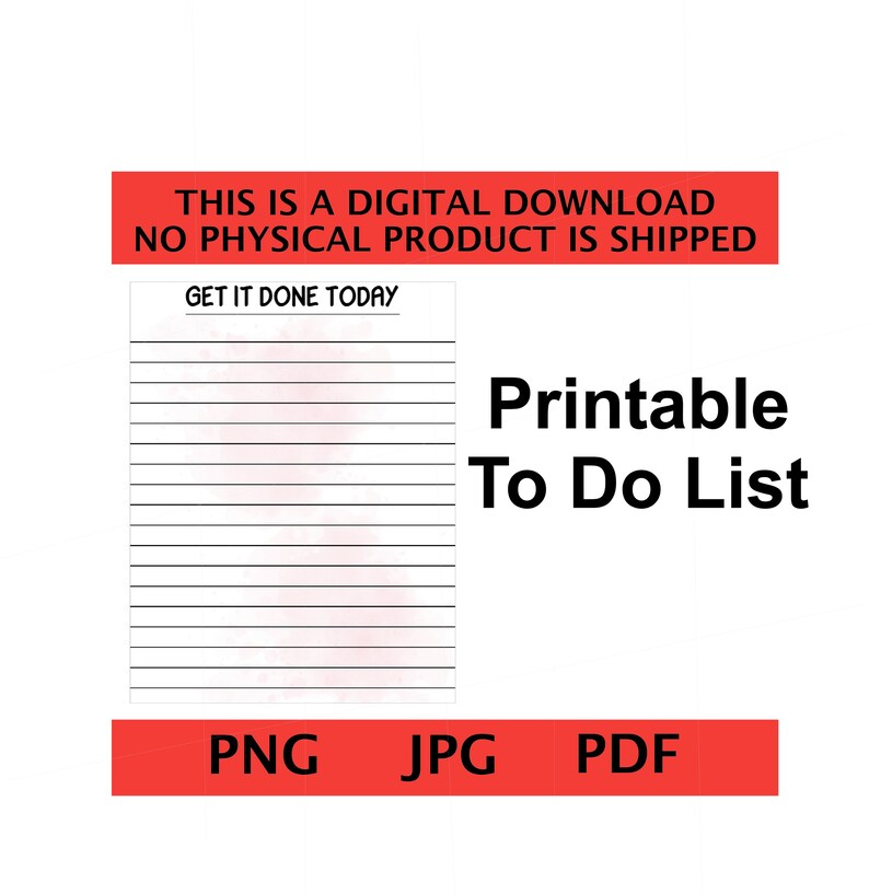 Printable to Do List Daily Checklist Digital Task List - Etsy