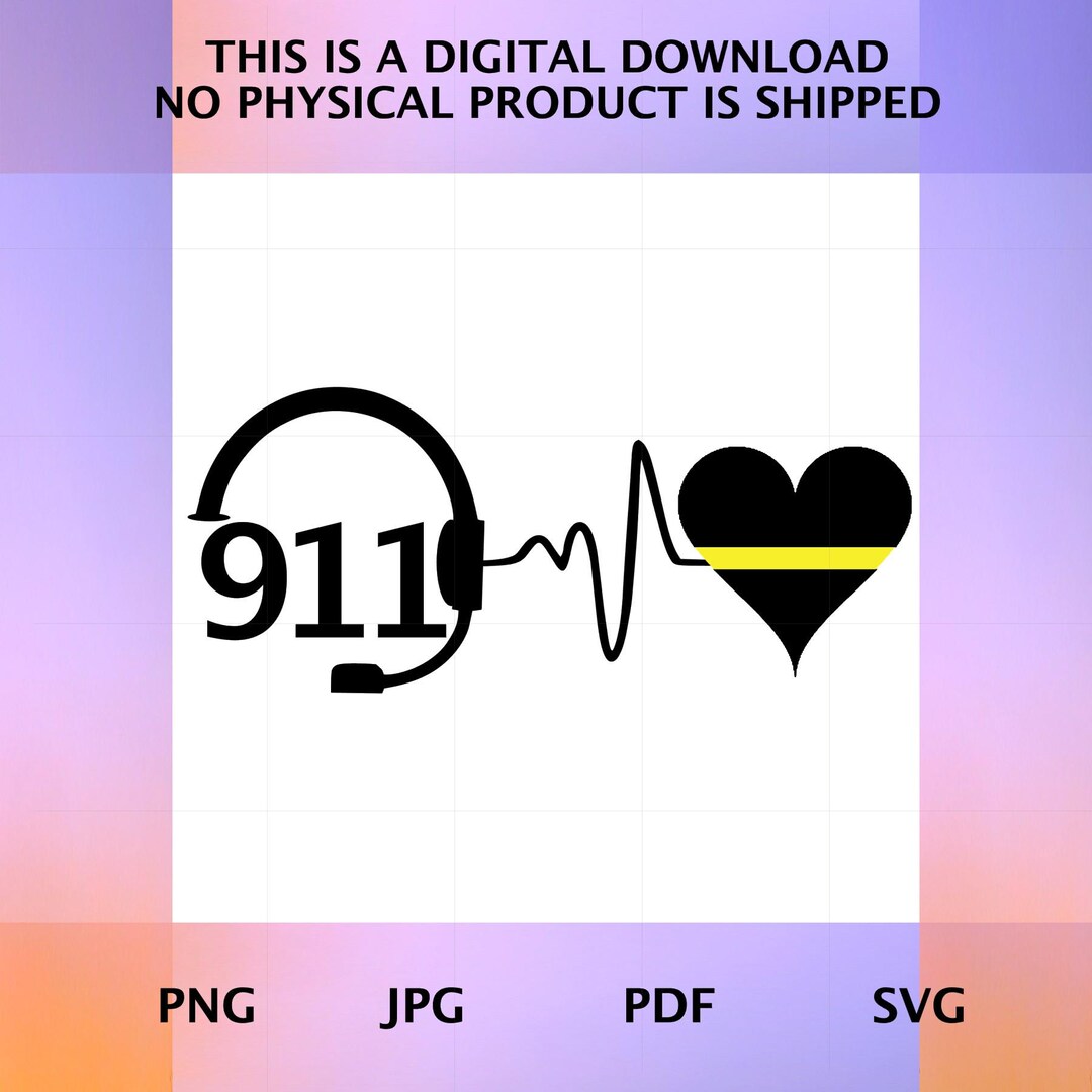911 Dispatcher Headset Heart - SVG PNG JPG (digital Download) - Etsy