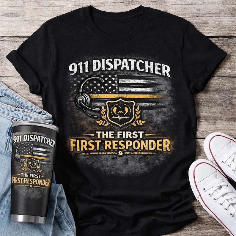 911 Dispatcher PNG - Thin Gold Line, First First Responder Digital ...