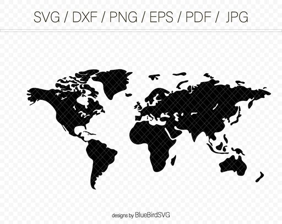 World Map Svg File World SVG Maps Svg Map Cut File Continents | Etsy