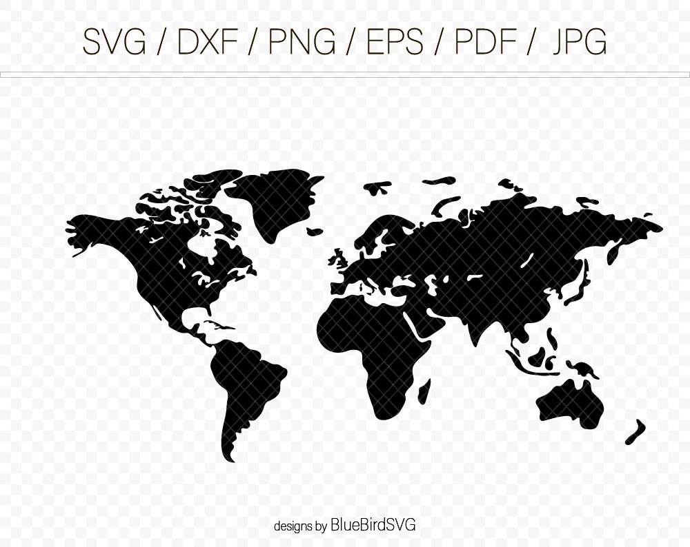 World Map Svg File World SVG Maps Svg Map Cut File Continents Shape ...