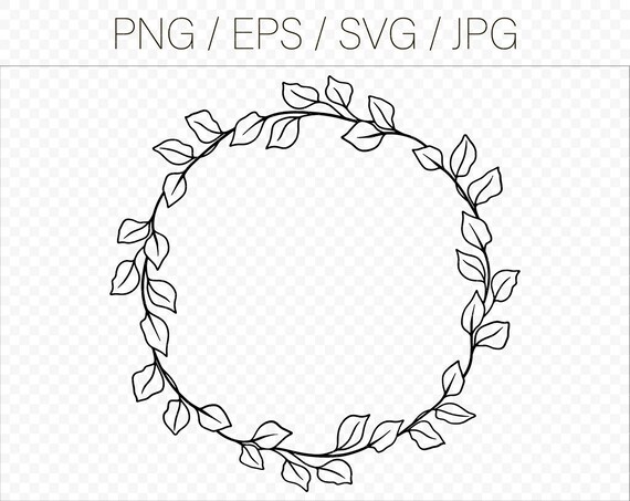 Wreath Svg Hand Drawn Svg Wreath Leaf Wreath Botanical Svg | Etsy