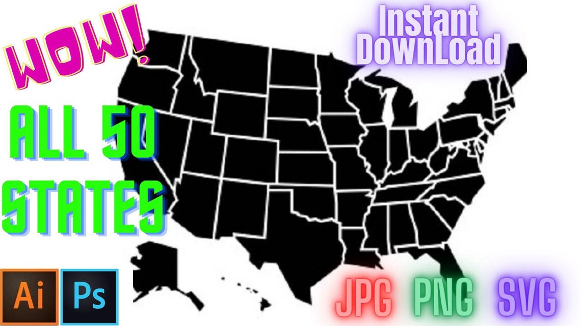 50 States SVG, 50 Separates Files Svg, United States Svg, USA Svg ...