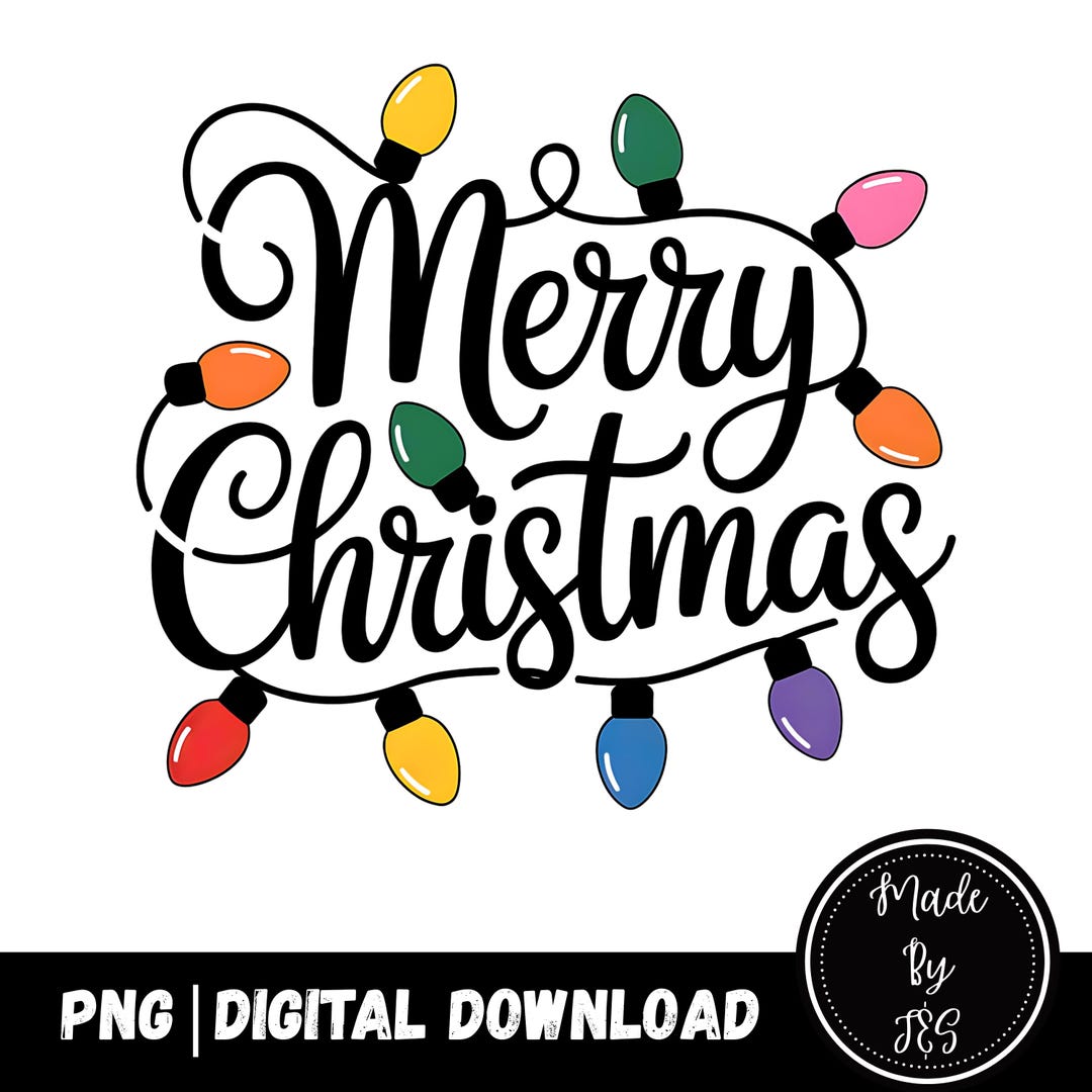 Merry Christmas PNG With Lights - Festive Christmas Digital Download - Etsy